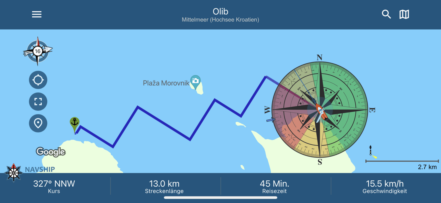 Kreuzen - als neues Feature | NavShip Boot-Routenplaner
